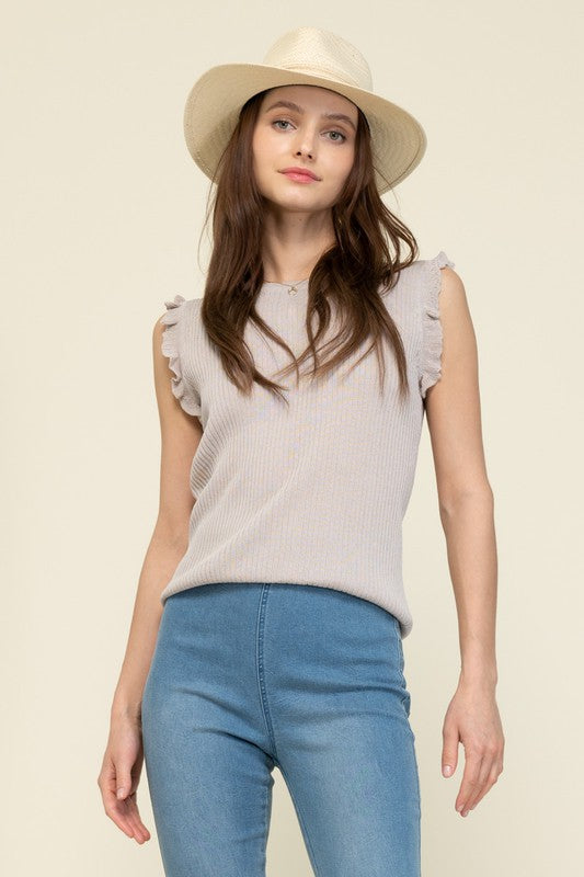 The Edda Kat Ruffle Ribbed Sweater Tank – BarnKatClothing